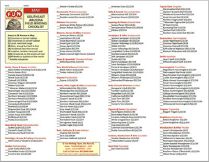 SE AZ Birding Checklists – Arizona Birding Tour Guide, Richard Fray